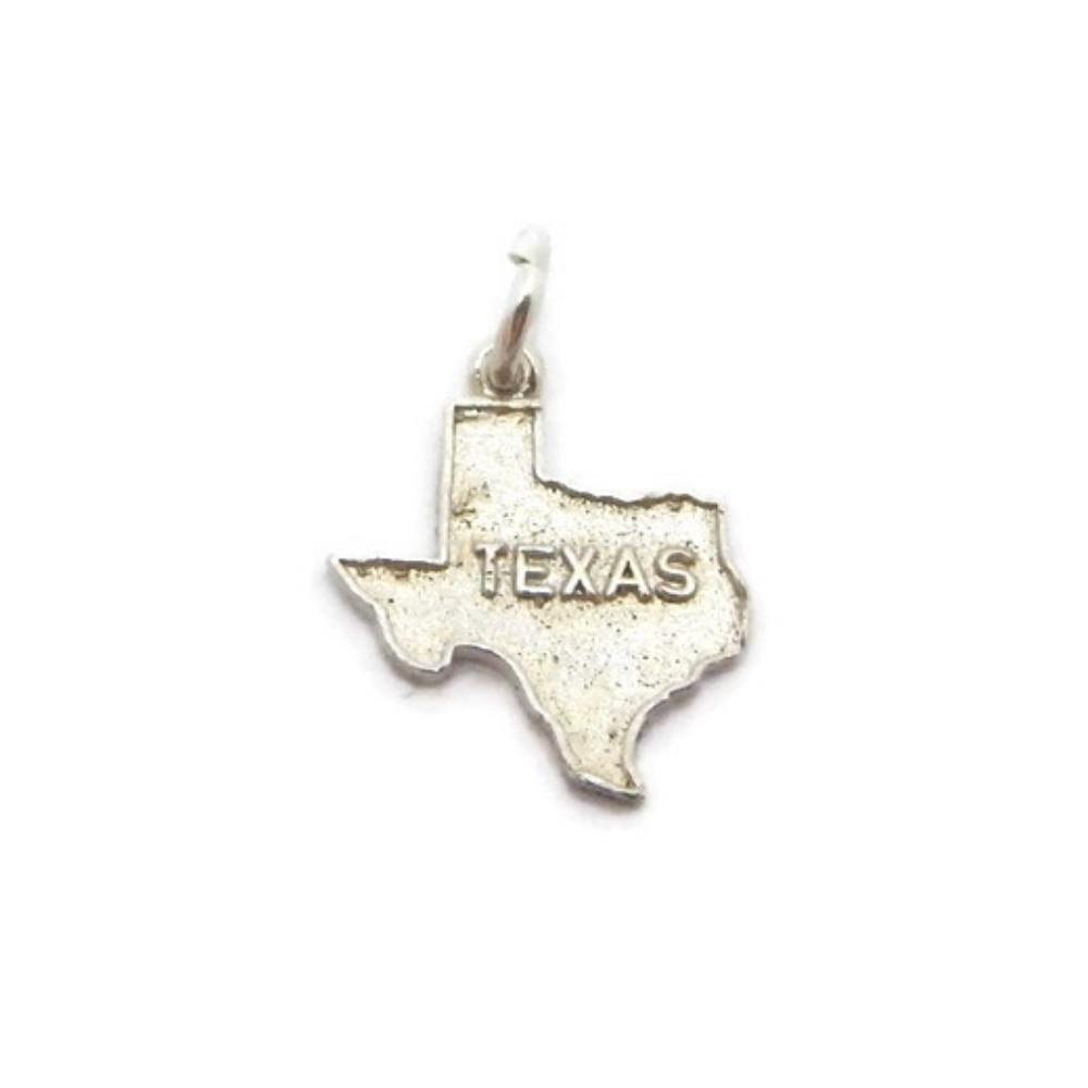 Map Of Texas Pendant Charm .925 Sterling Silver - Gem